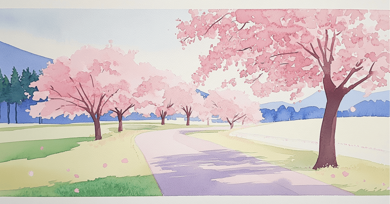 道沿いに咲く桜のイラスト｜AK51