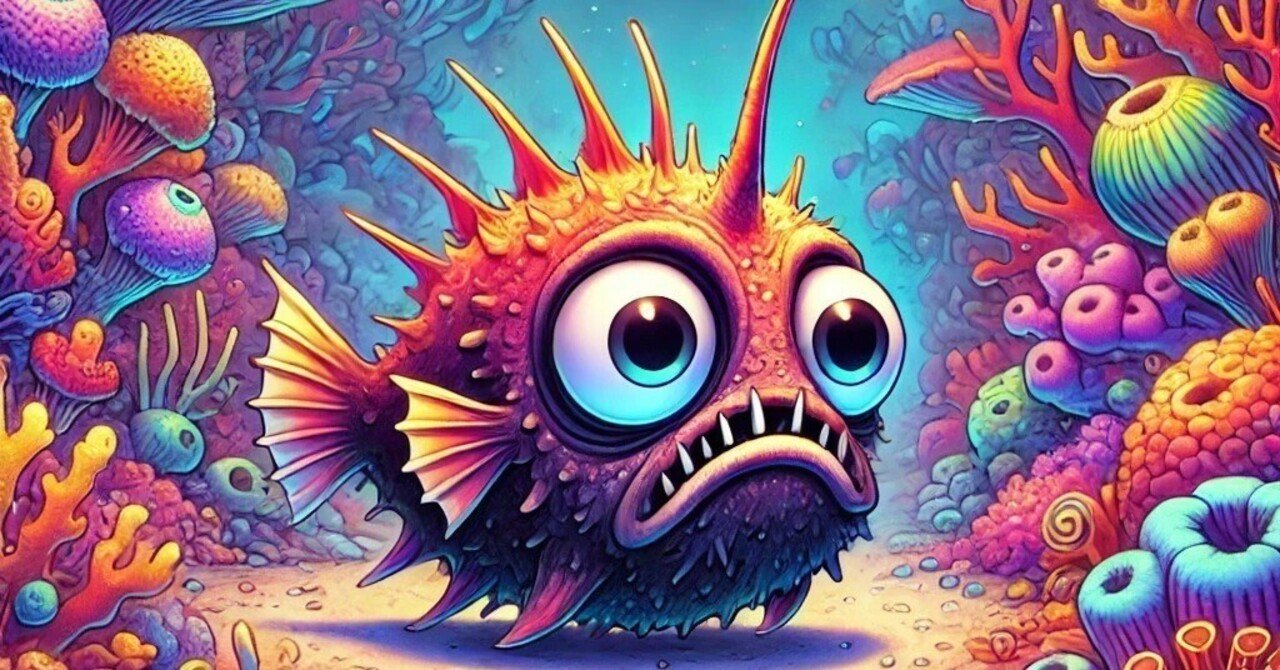 おとぎ話イラストつぶやきその⑳『サンゴで迷子のアンコウ』｜Masamichi Takuya