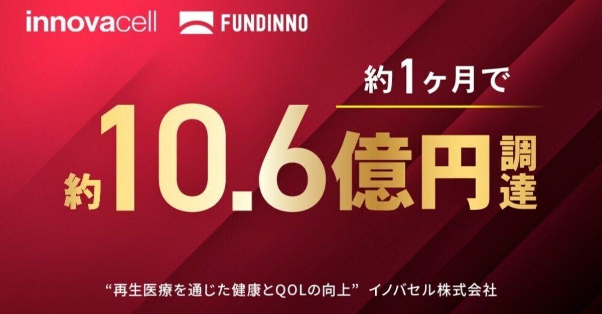 【プレスリリース】イノバセル株式会社、FUNDINNO PLUS＋で約1ヶ月で約10.6億円を資金調達｜【公式】FUNDINNO