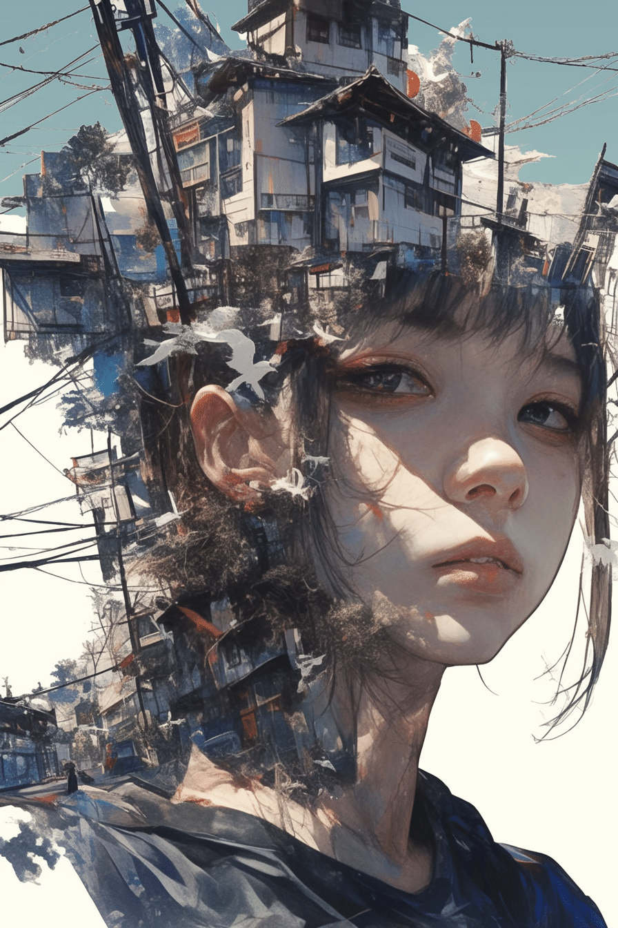 『街と女の子』 プロンプトはこちら https://note.com/rrr_note/n/nd17620360f68｜リョウヘイ