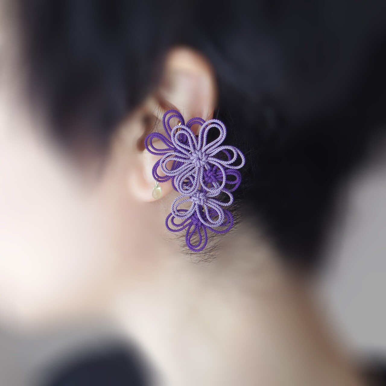 【復活販売/ 2025.2.11.】 かたっぽイヤーカフ「かさね福々」（淡紫×濃紫） | nuta design https://nutadesign.thebase.in/items ...