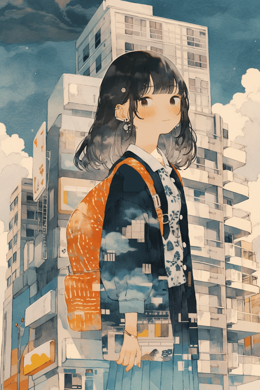 『街と女の子』 プロンプトはこちら: https://note.com/rrr_note/n/n78bf734c5487｜リョウヘイ