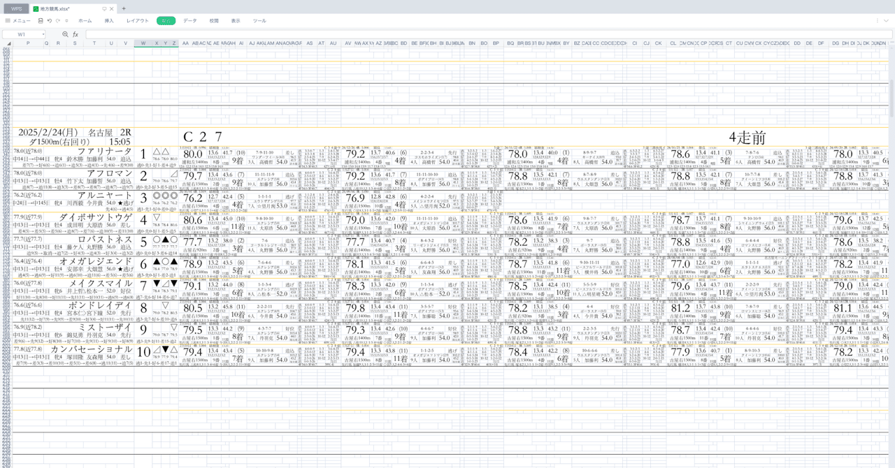 《名古屋競馬場2025/2/24(月)かきつばた記念Jpn3 スピード指数40走競馬新聞 無料あり》馬柱出走表【中央版もあります 過去レース分析で予想屋いらず!!】ベイサイドナイター 東海AI ...
