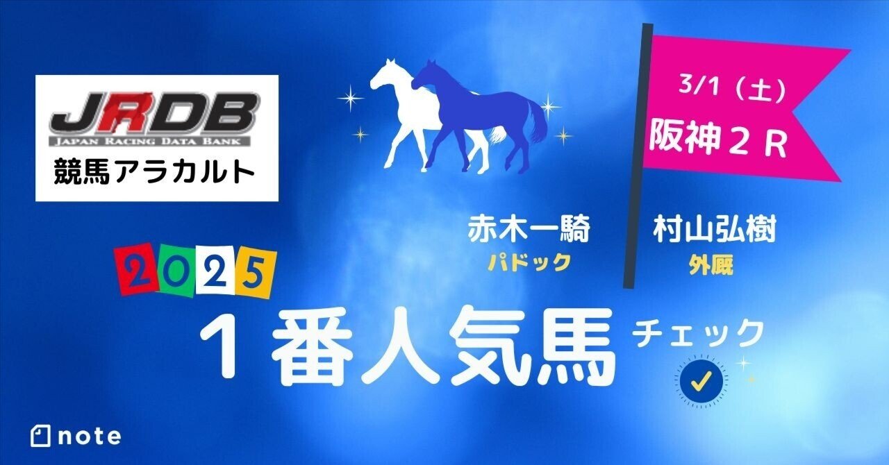 3/1（土）阪神2R 1番人気馬チェック｜JRDB 競馬アラカルト