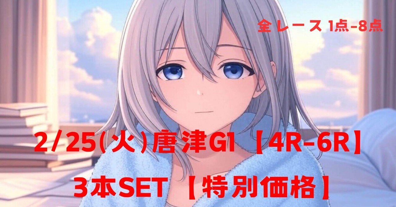 🚨2/25(火)唐津G1 4R-6R 3レースパック⏰1レース目 12:10〆【期待度SS】⚡️｜マキ競艇予想