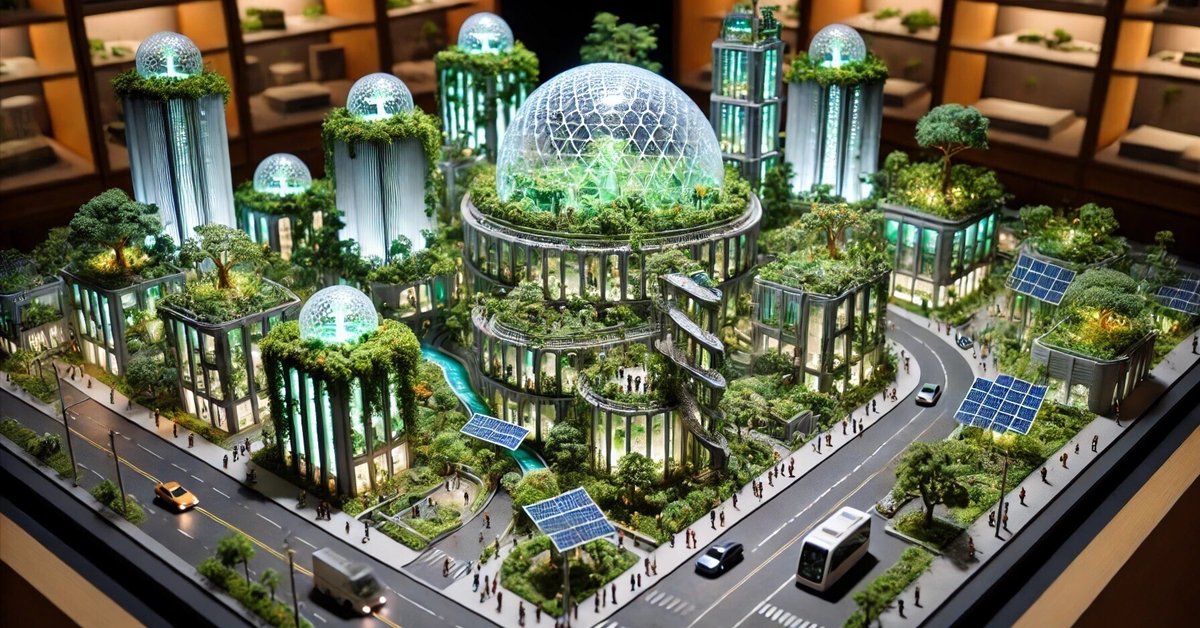 ジオラマ風立体ミニチュアアートAIプロンプト集【×未来のエコシティ】｜Coyuki_ailab🎈