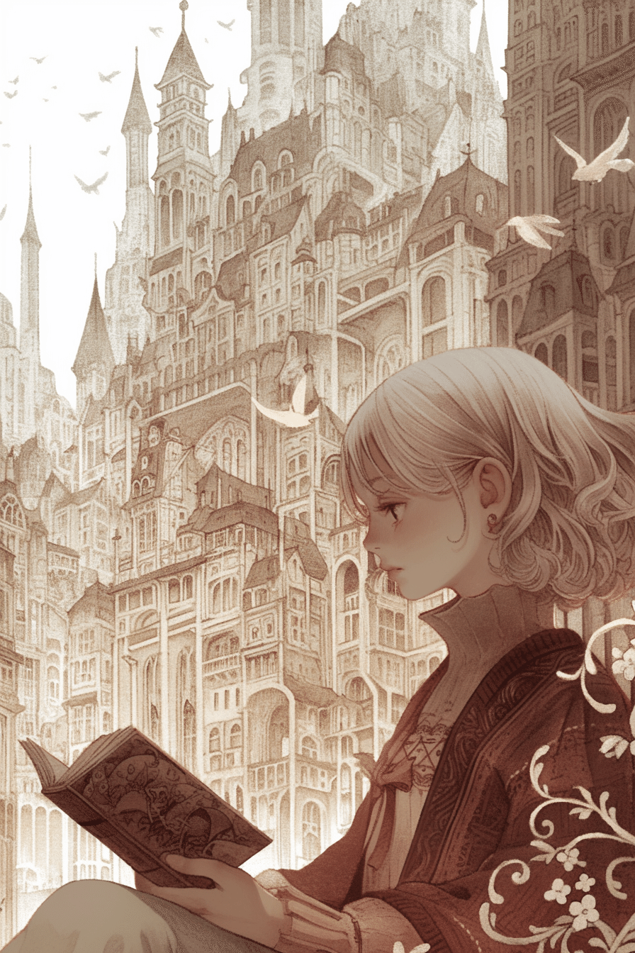 『本を読む女性』 プロンプトはこちら: https://note.com/rrr_note/n/n774b5b3aabc1｜リョウヘイ