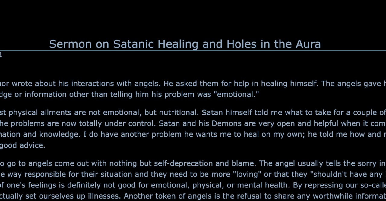 サタニックヒーリングとオーラの穴についての説教｜Mr.x~666