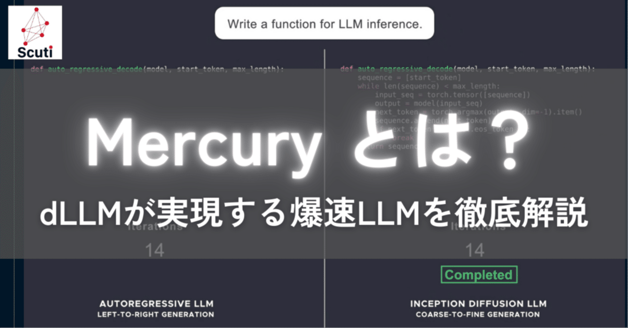 Mercury とは？dLLMが実現する爆速LLMを徹底解説｜掛谷知秀