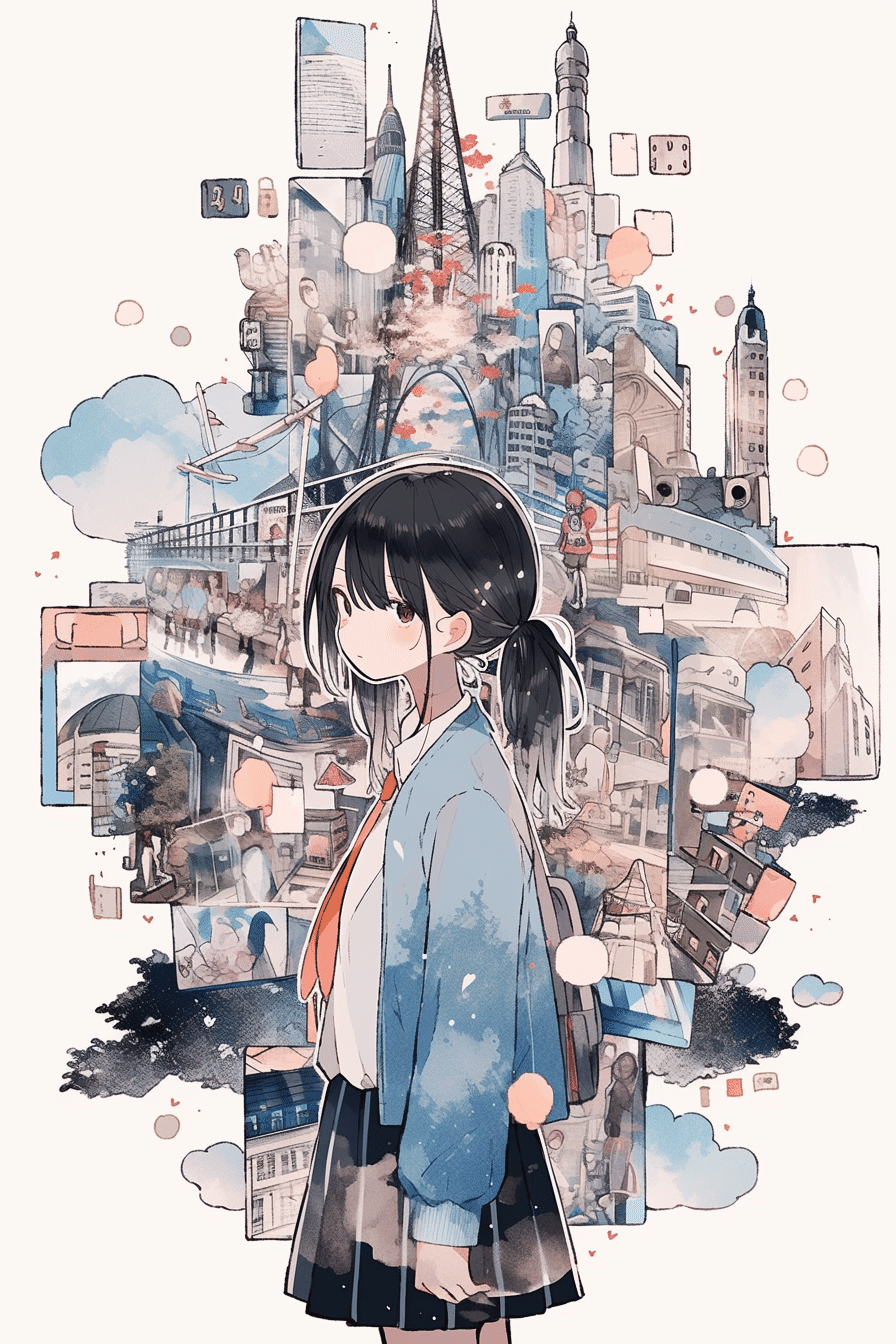 『街と女の子』 プロンプトはこちら https://note.com/rrr_note/n/n78bf734c5487｜リョウヘイ