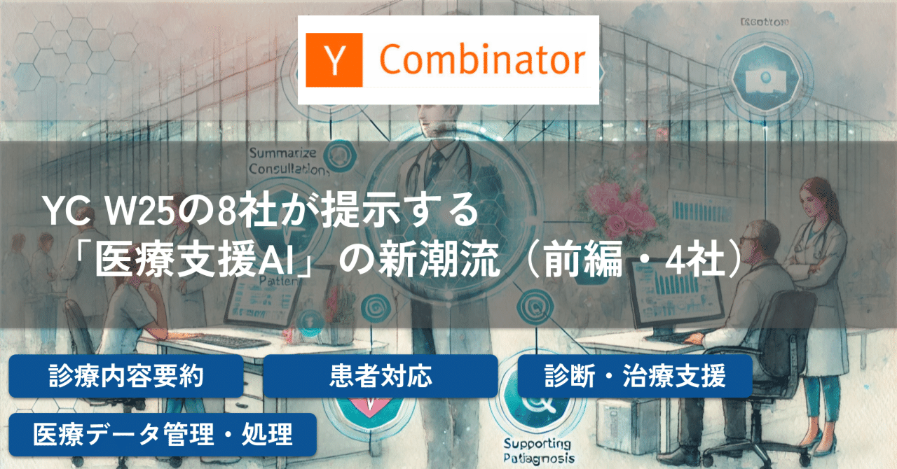 YC W25の8社が提示する「医療支援AI」の新潮流──診療内容要約・患者対応・医療データ管理・診断支援（前編・4社）｜生成AI事例集