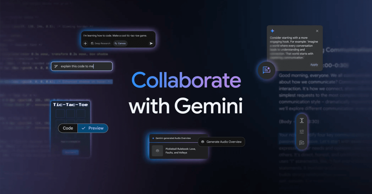 Gemini の Canvas ・ Audio Overview の概要｜npaka