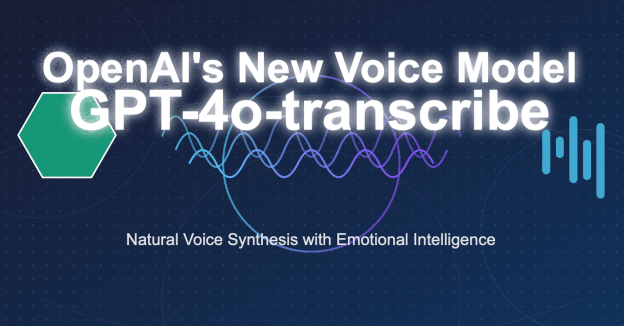 OpenAIの新しい音声合成モデル：gpt-4o-transcribe等｜たぬ