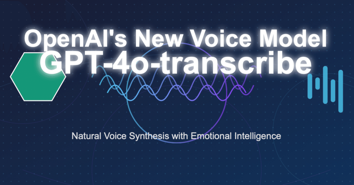 OpenAIの新しい音声合成モデル：gpt-4o-transcribe等｜たぬ