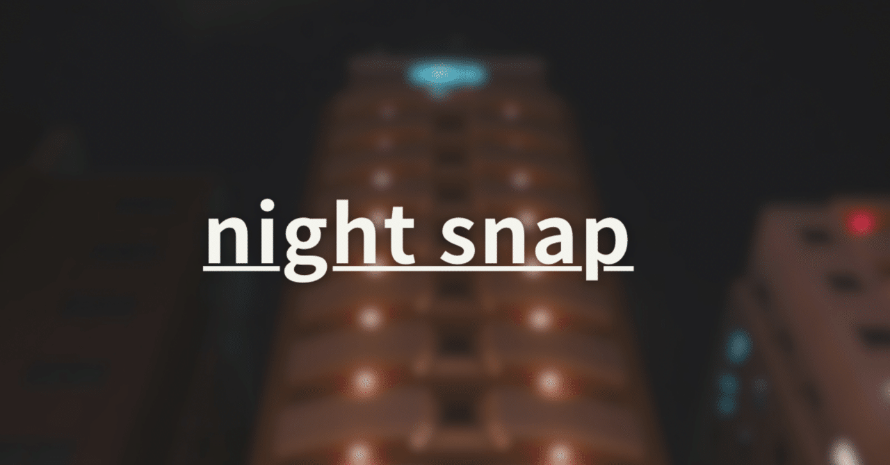 night snapの基本3選｜Junn Kaga
