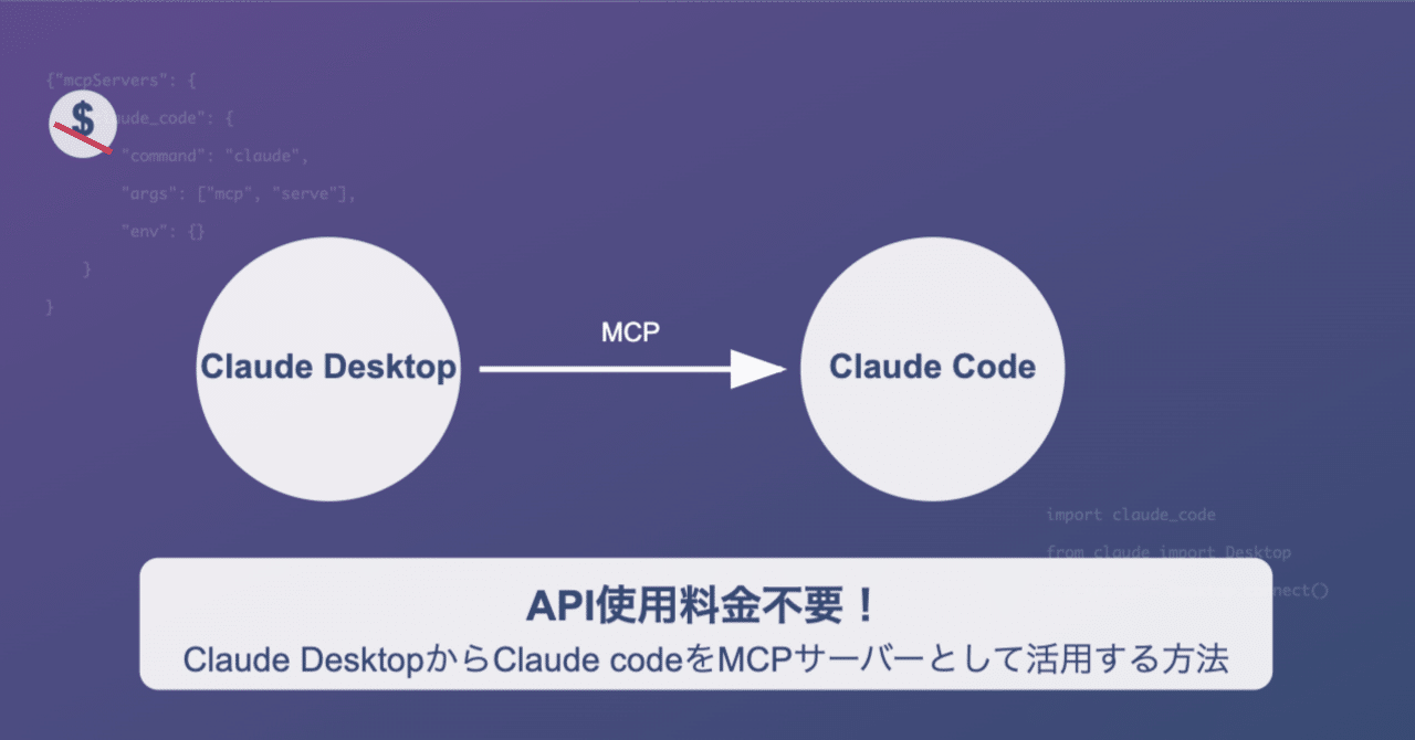 API使用料金不要！Claude DesktopからClaude codeをMCPサーバーとして活用する方法｜Ryo