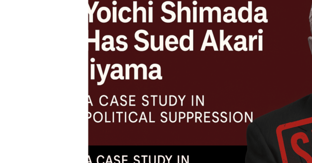 Yoichi Shimada Has Sued Akari Iiyama: A Case Study in Political Suppression｜GreenEcho