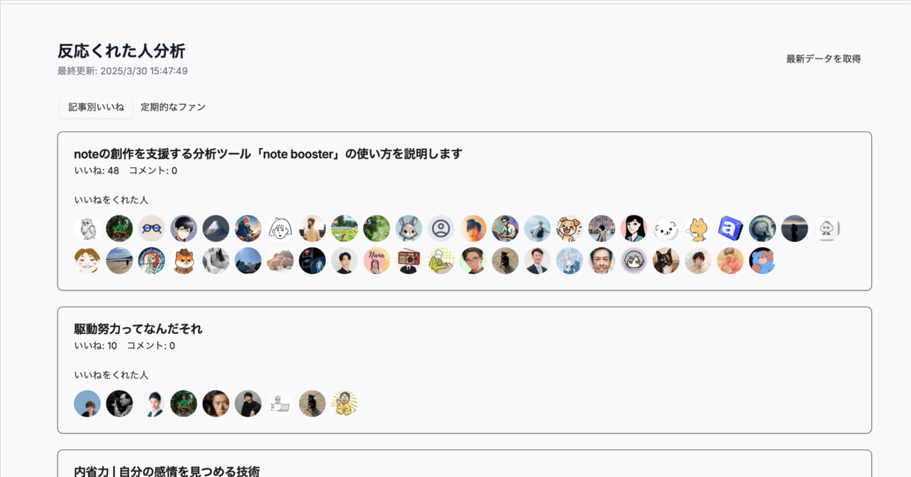 noteで誰からいいねが貰えたか、常連さんがわかるツールを開発しました「note booster」｜mota | note分析ツール