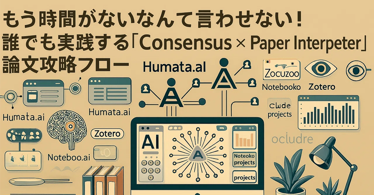 もう時間がないなんて言わせない！誰でも実践できる「Consensus × Paper Interpreter」論文攻略フロー｜志水 康太