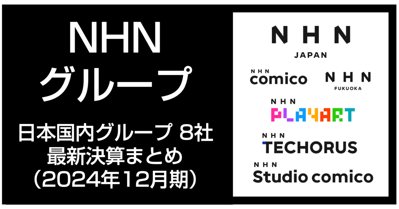 【全8社】NHNグループ 日本国内における各社の決算まとめ（2024年12月期）｜官報ブログ +プラス