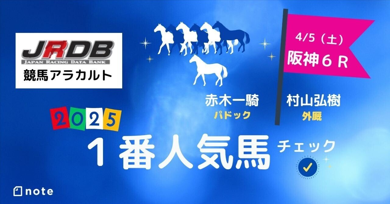 4/5（土）阪神6R 1番人気馬チェック｜JRDB 競馬アラカルト