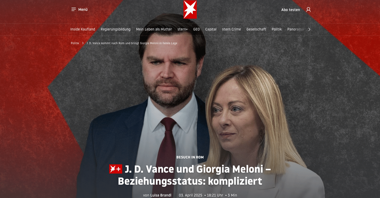 米国副大統領J. D. ヴァンスとイタリアの首相ジョルジア・メローニ – の関係状況が複雑｜DigitalCreator