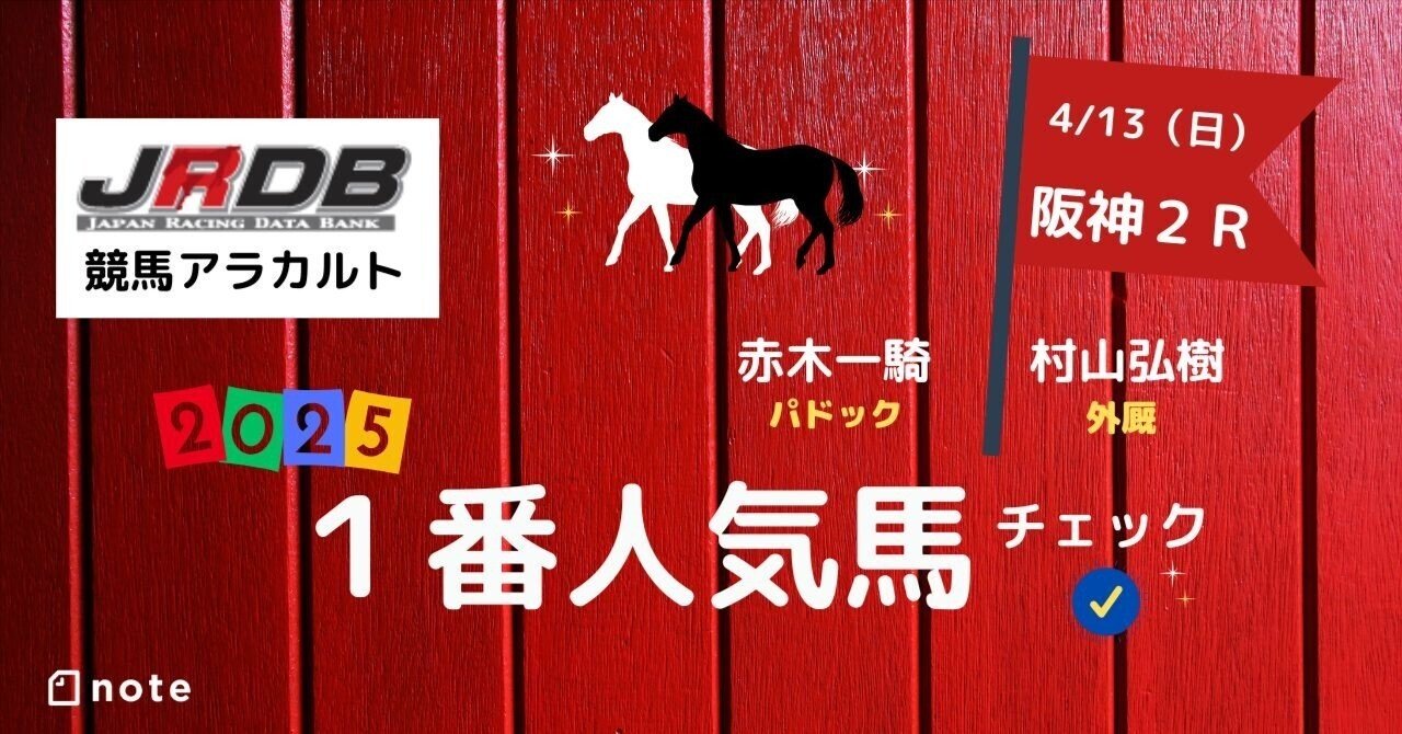 4/13（日）阪神2R 1番人気馬チェック｜JRDB 競馬アラカルト