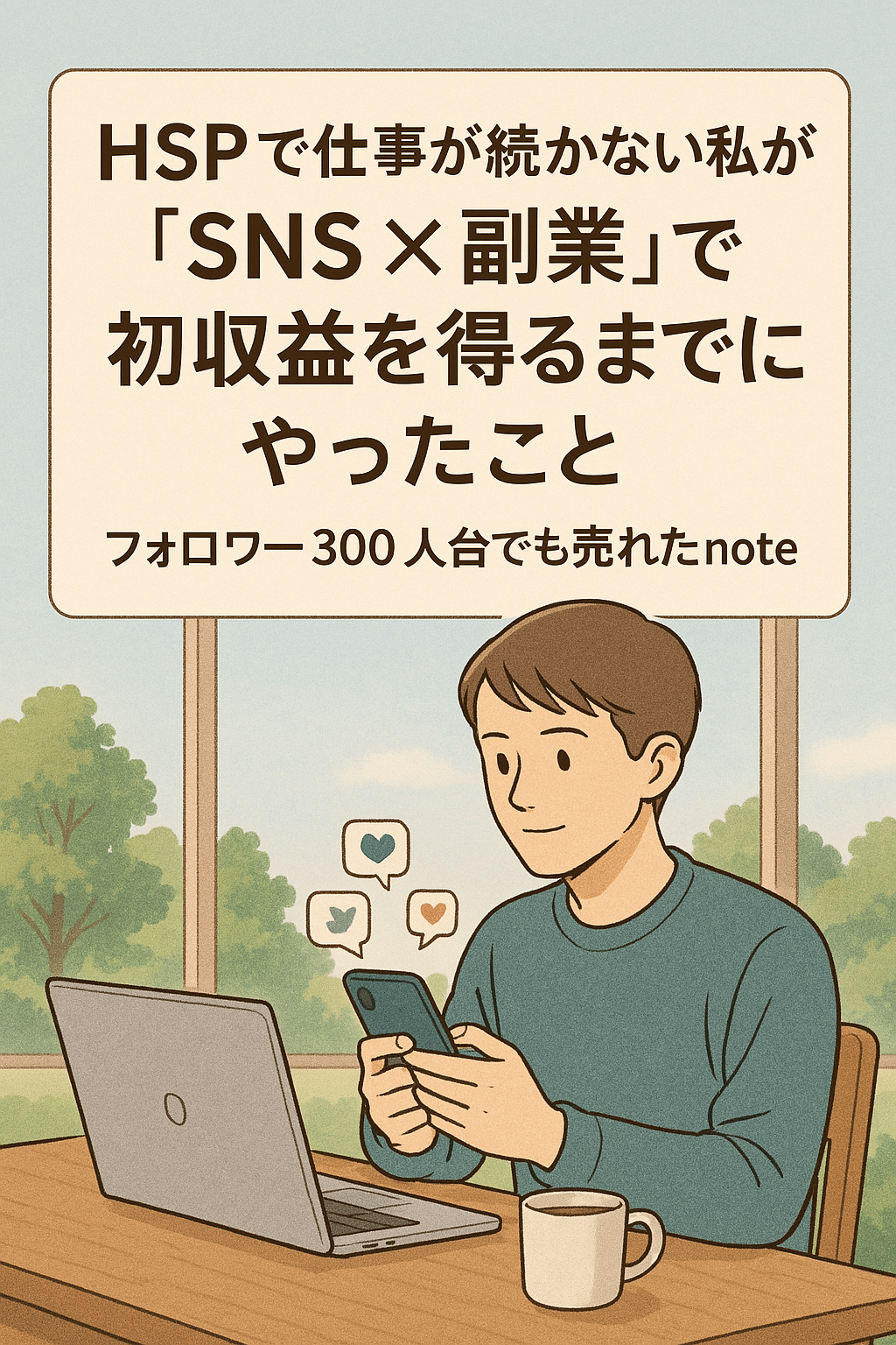 HSPで仕事が続かない私が「SNS×副業」で初収益を得るまでにやったこと｜フォロワー300人台でも売れたnoteの話｜しばもん（HSP）
