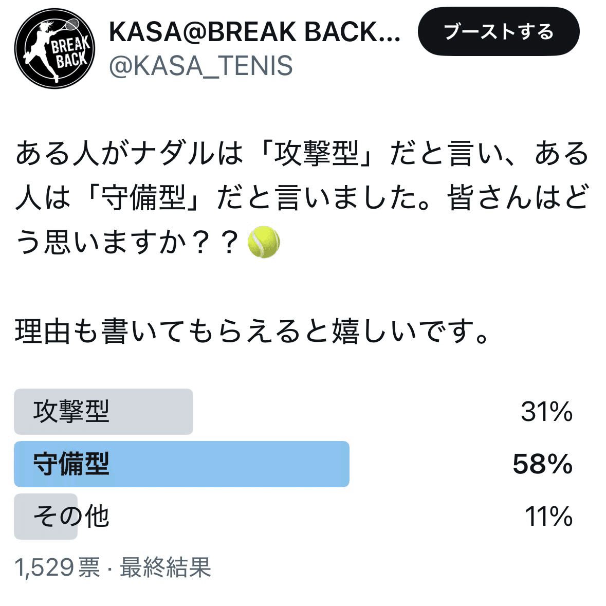 ナダルは攻撃的？守備的？｜KASA@BREAK BACK