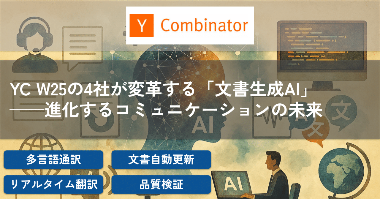 YC W25の4社が変革する「文書生成AI」──カスタマーサポート・自動要約・通話分析・多言語翻訳で進化するコミュニケーションの未来｜生成AI事例集
