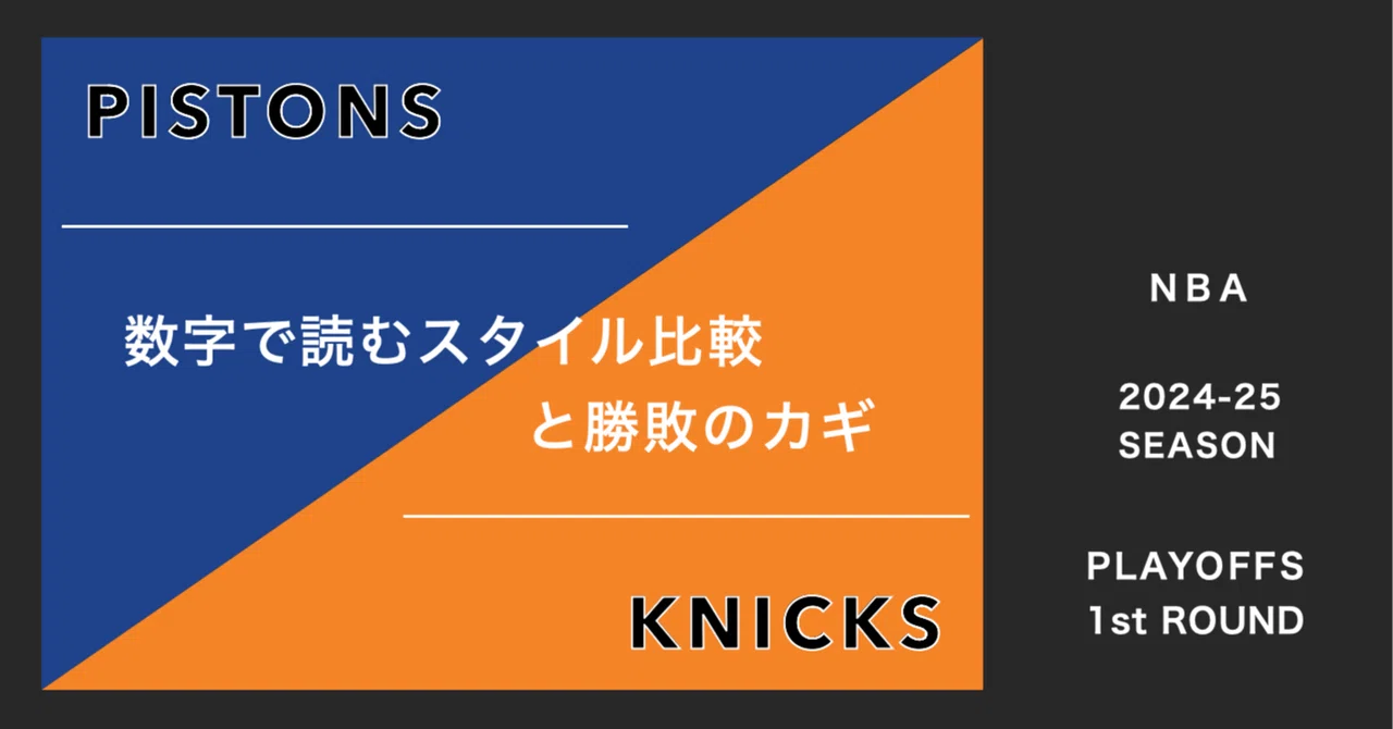 【NBA試合プレビュー】ピストンズ（DET） vs ニックス（NYK）【プレーオフ1回戦】｜Bデータラボ🏀