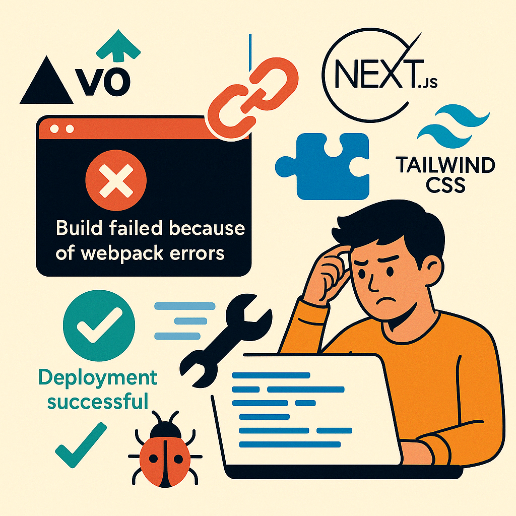 v0/vercelの環境変更があったらしく、デプロイバグが発生して困っていたのだが、Build failed because of webpack errorsに注目して、エラー修正させたら ...