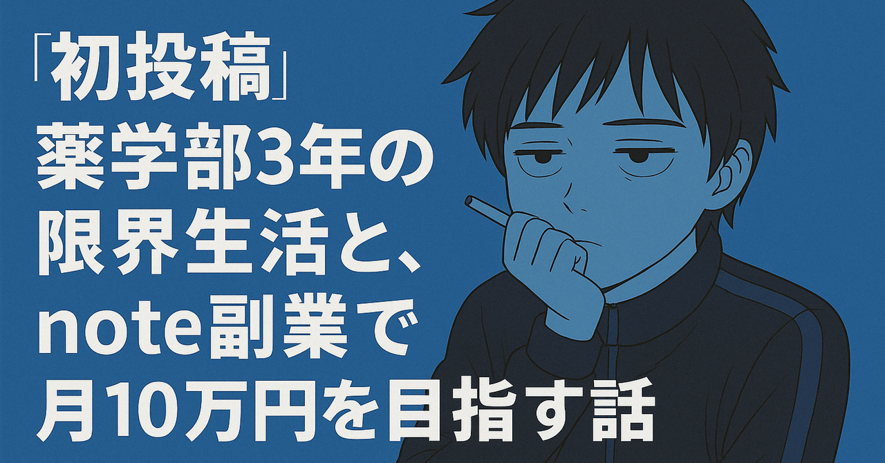【初投稿】薬学部3年の限界生活と、note副業で月10万円を目指す話｜もろこ｜薬学生 note副業
