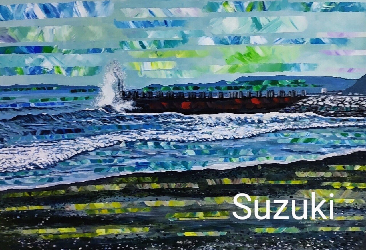 自作アクリル画海表現｜AK Suzuki