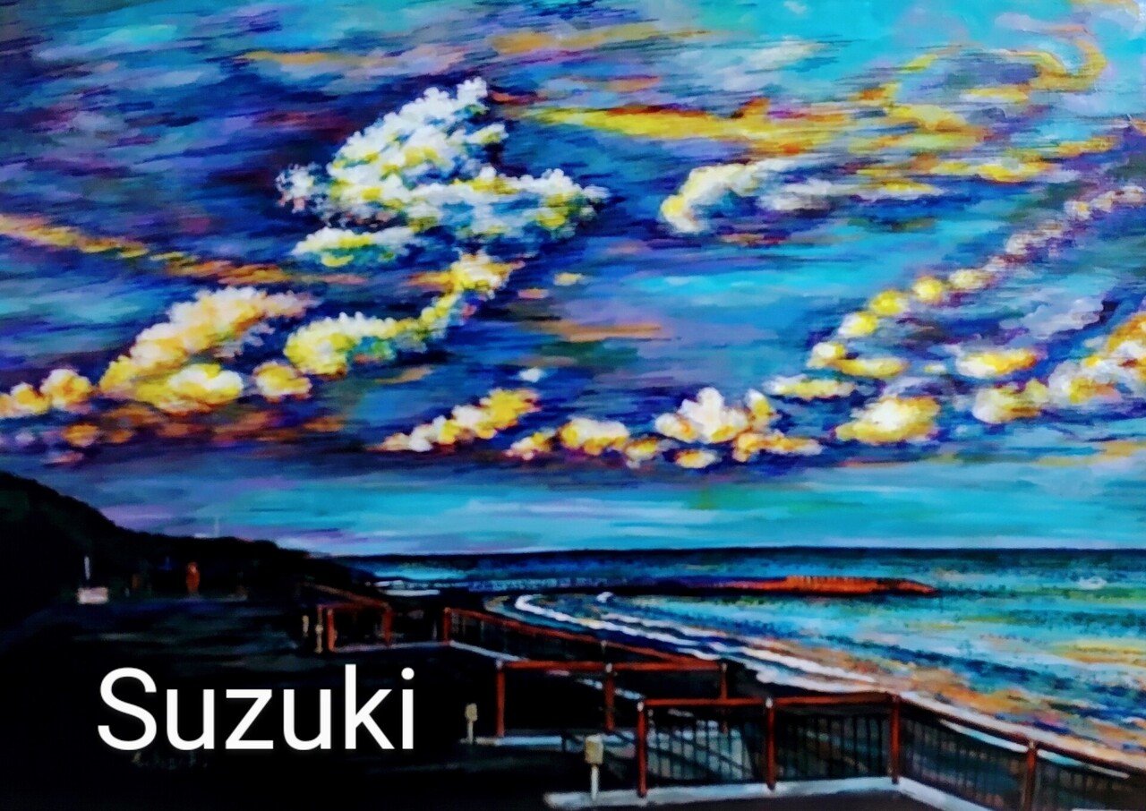 自作アクリル画海表現｜AK Suzuki