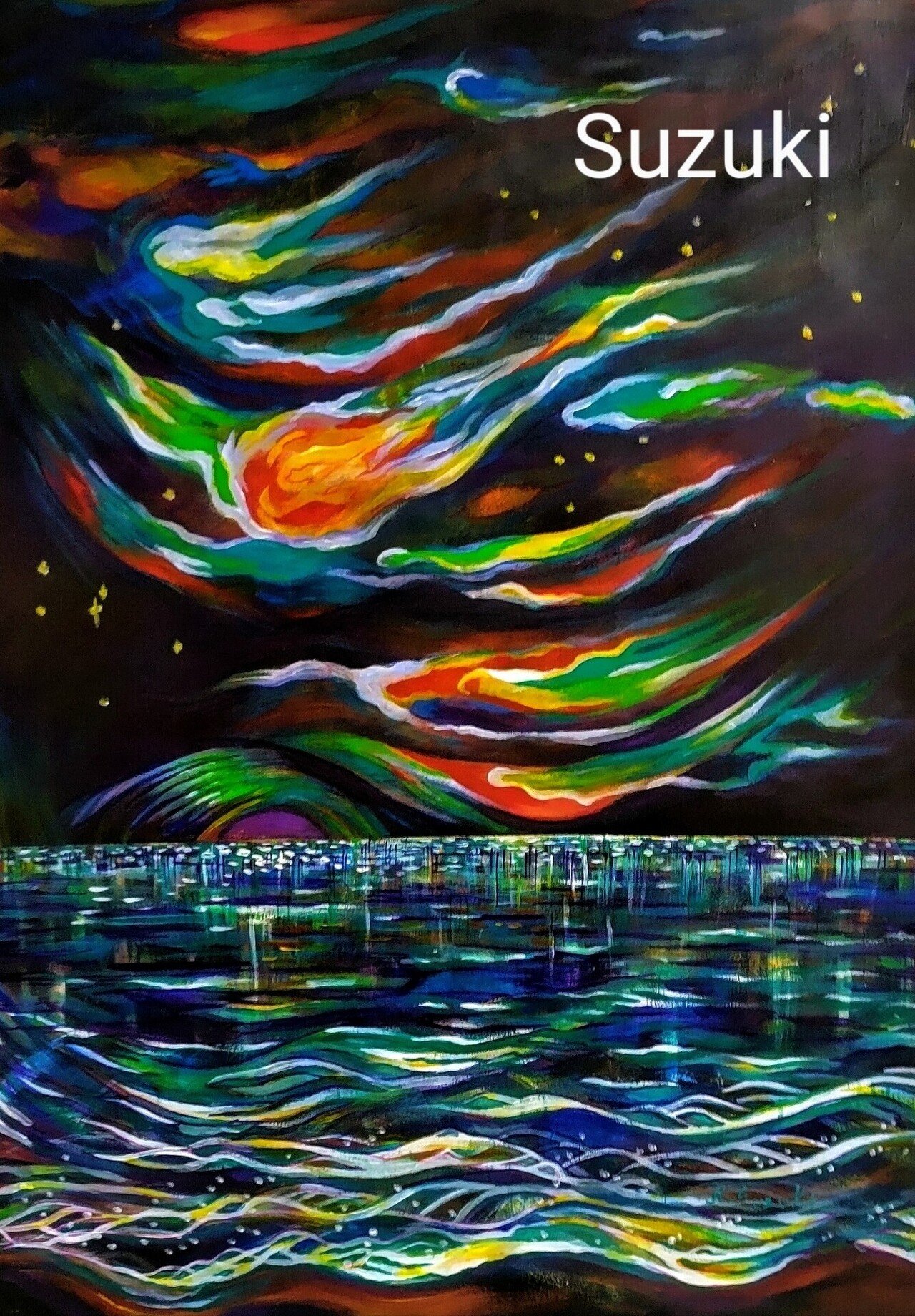 自作アクリル画海表現｜AK Suzuki