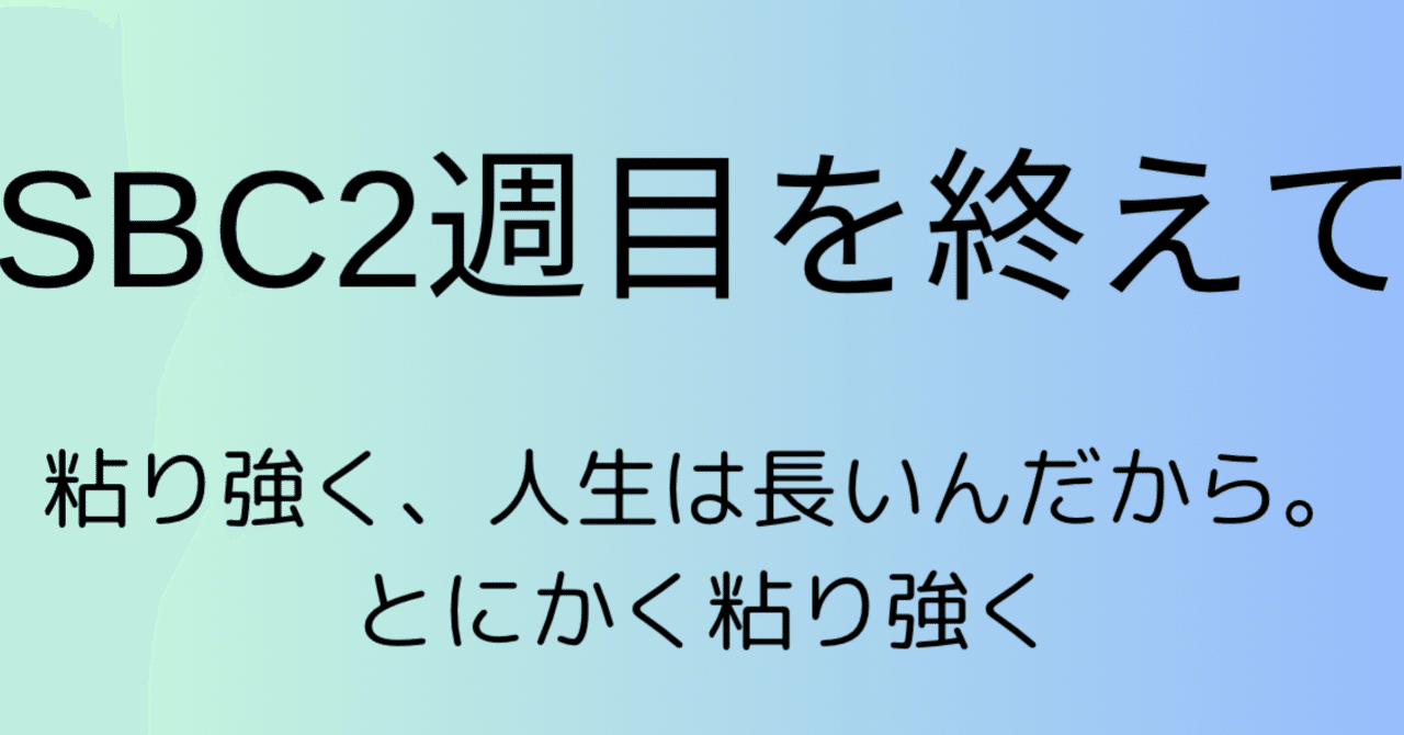SBC2週目を終えて~時間はあっという間だが、人生は思ったより長いのかもしれない～｜三田啓介~大学を創る~