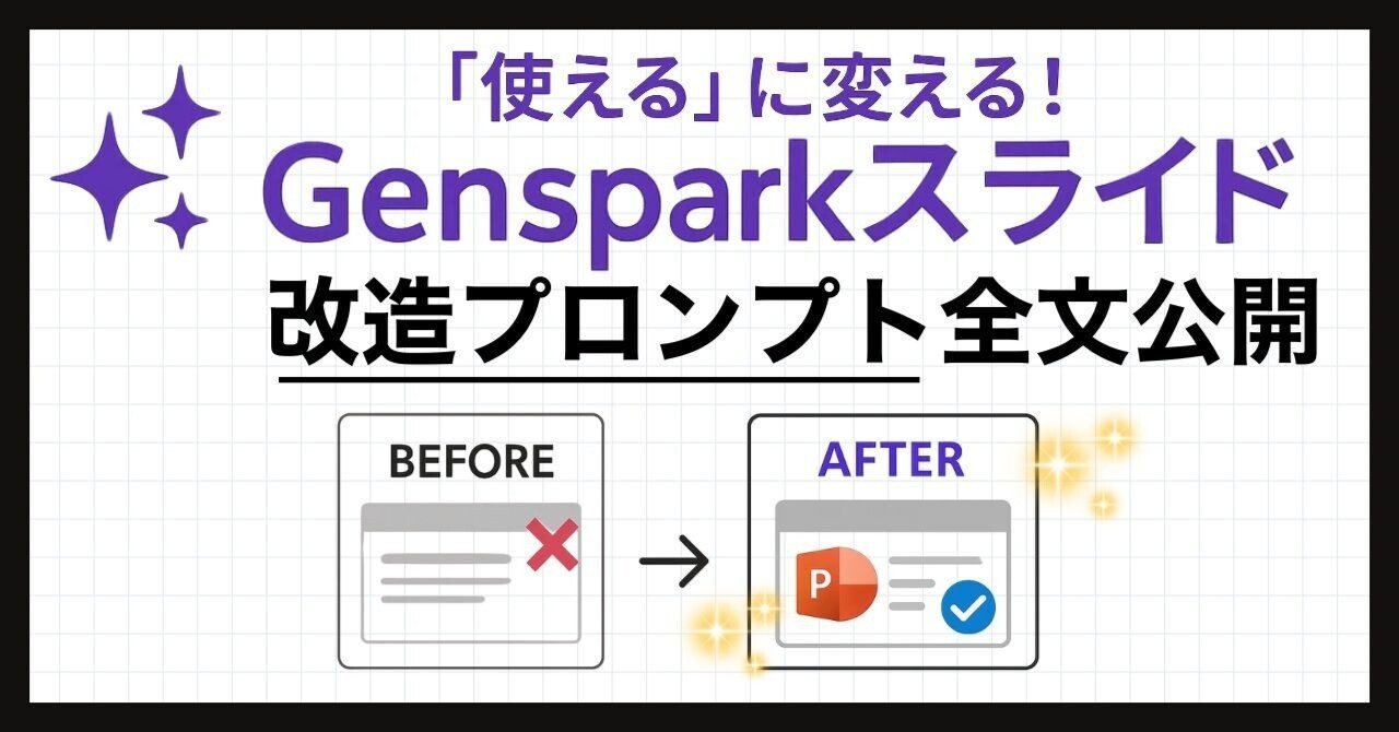 【全文公開】Genspark AIスライド「改造プロンプト」 - パワポ並の「使える」ビジネス資料にする命令文テンプレート｜たてばやし淳.エクセル兄さん@ AI書籍10冊執筆
