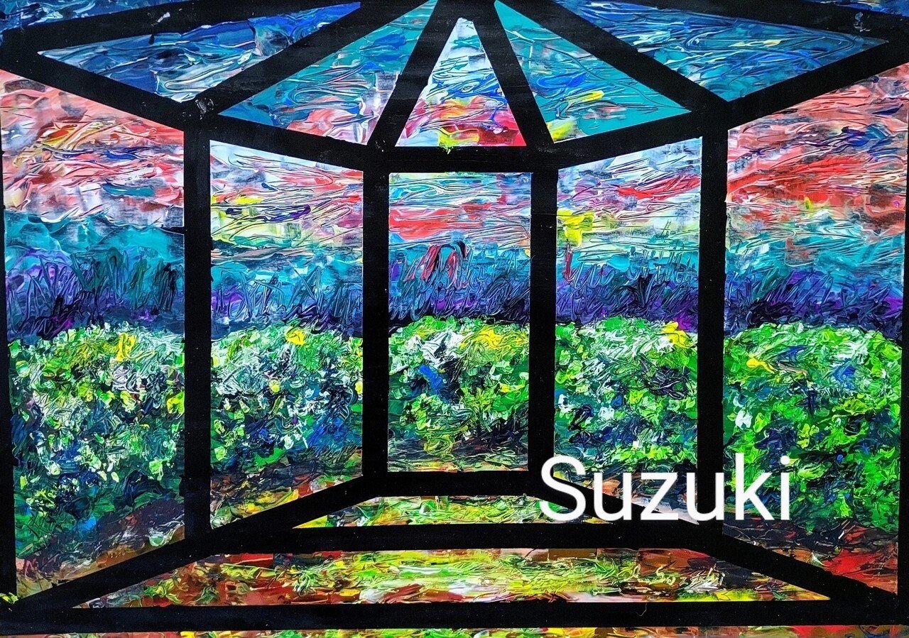 マスキングテープを使ったイメージアートアクリル画｜AK Suzuki