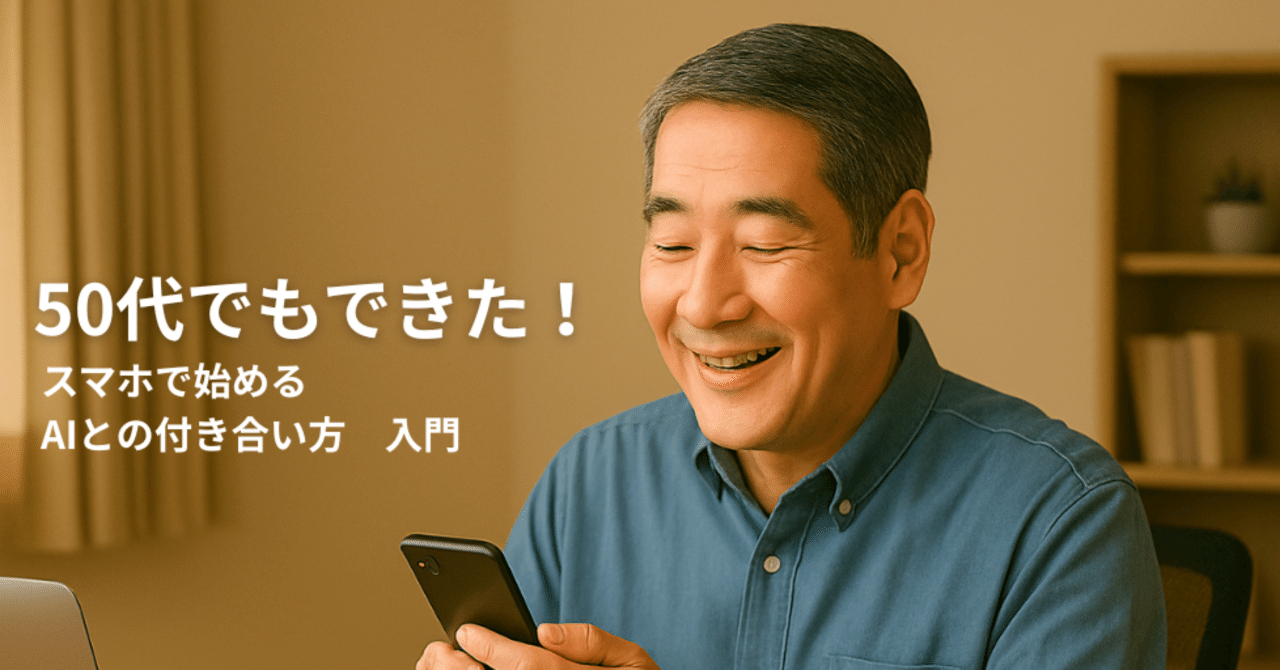 50代でもできた！スマホで始めるAIとの付き合い方入門｜tomozo｜AIのおやじマネージャー