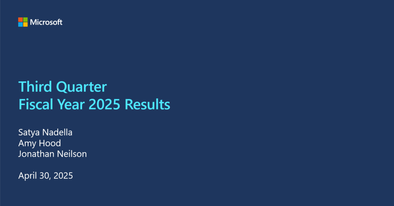 Microsoft Corporation (MSFT) Q3 2025 Earnings Call Transcript（翻訳 ...