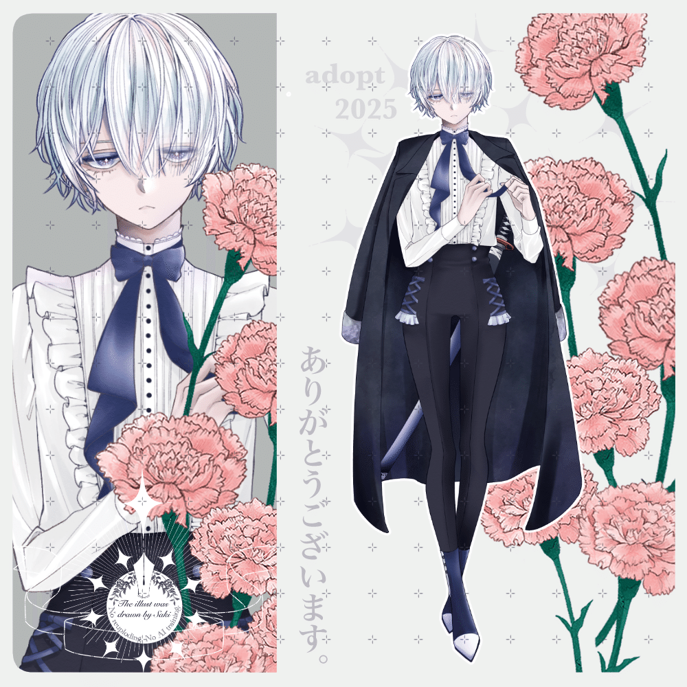 キャラ販売￤耽美系×白髪メカクレ美少年｜saki_813