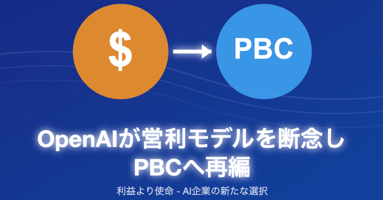 OpenAIが営利モデルを撤回しPBCに転換：そもそもPBCって何？｜たぬ