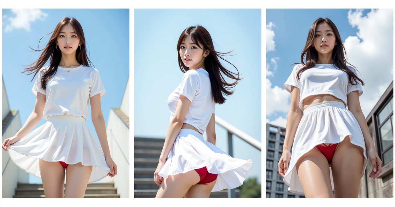 プロンプト研究 - ローアングルパンチラポーズ【SeaArt・FLUX】｜GenAI Studio