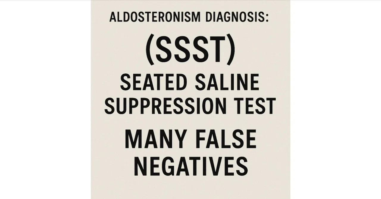 アルドステロン症診断：座位生理食塩水抑制試験（SSST: Seated Saline Suppression Test）は見逃し多い； ついで ...