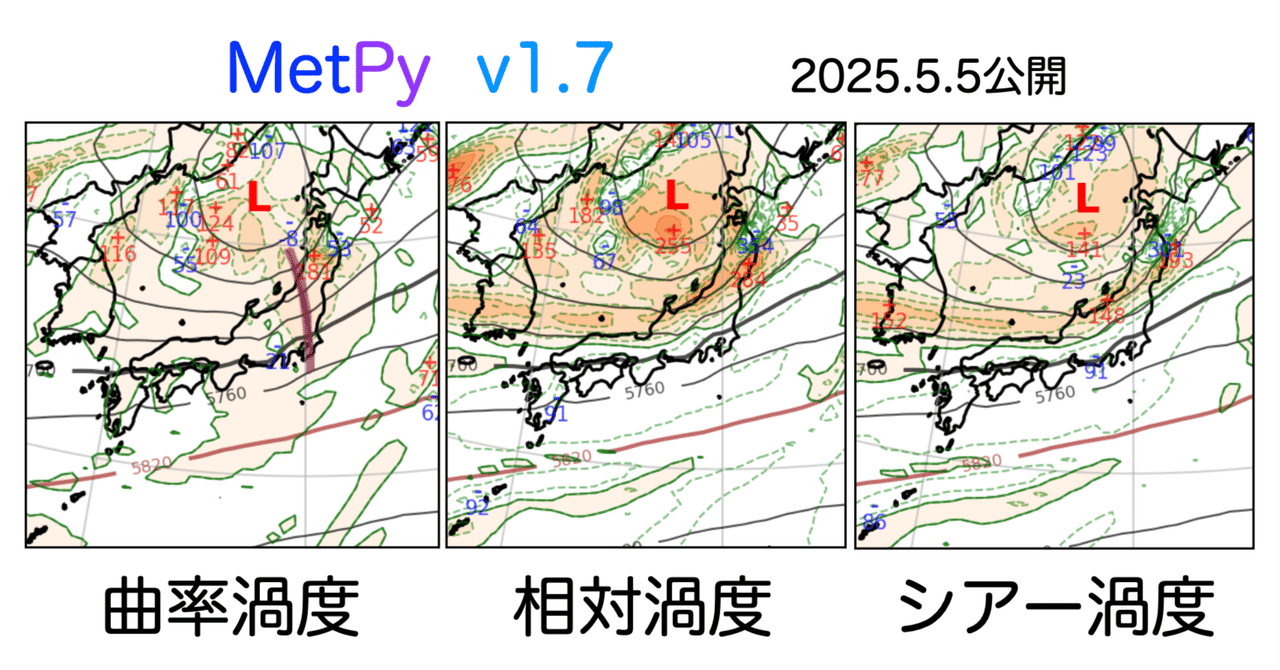 曲率渦度とシアー渦度 - MetPy 1.7 -｜黒良 龍太