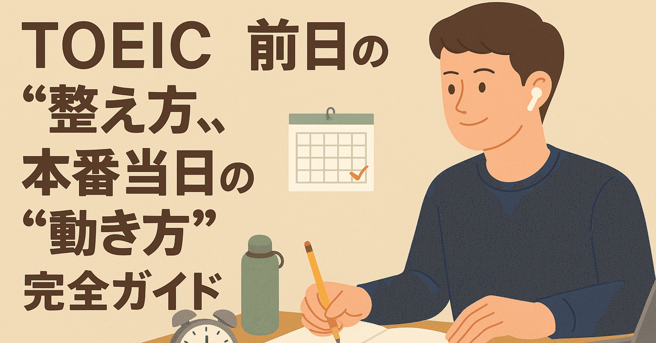 【受検者必見】TOEIC前日にこれだけはやるな！～本番当日を100％にする“整え方・動き方”完全ガイド～｜TOEICビズ太郎｜40代から伸ばす熱血英語学習