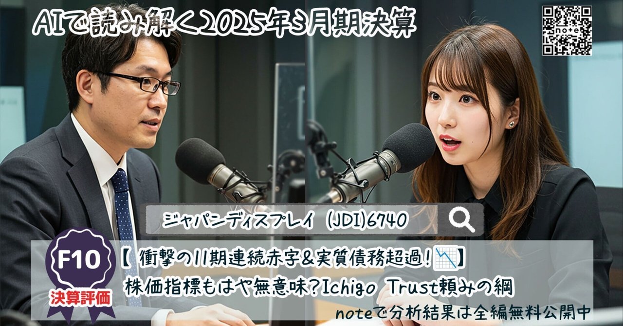 株式会社ジャパンディスプレイ 〈JDI〉(6740) 2025年5月15日発表 2025年3月期 決算分析レポート｜AIで読み解く株式分析ノート🗒️