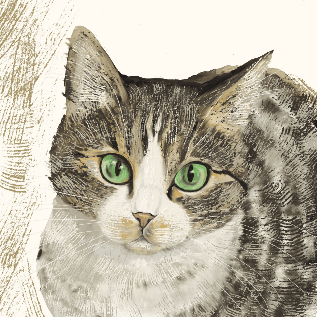 昨日の続き。猫ちゃんの絵完成しました🐈｜minto.