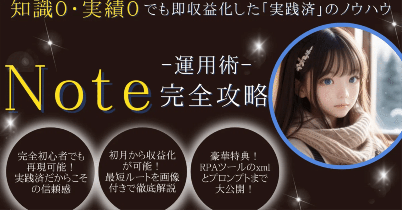 【実践済みノウハウ】夜寝ている間に収益化！ChatGPT×RPAツールで実現するnote完全攻略【知識0の初心者が初月5桁を稼いだノウハウ】｜なな